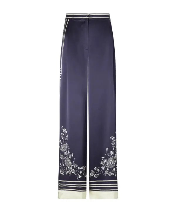 ALEMAIS Printed Silk-satin Wide-leg Pants - No