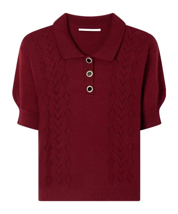 Alessandra Rich Open-knit Wool Polo Shirt