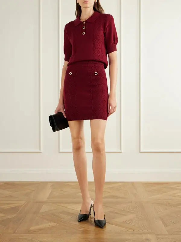 Alessandra Rich Open-knit Wool Polo Shirt