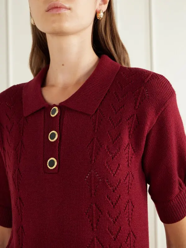 Alessandra Rich Open-knit Wool Polo Shirt