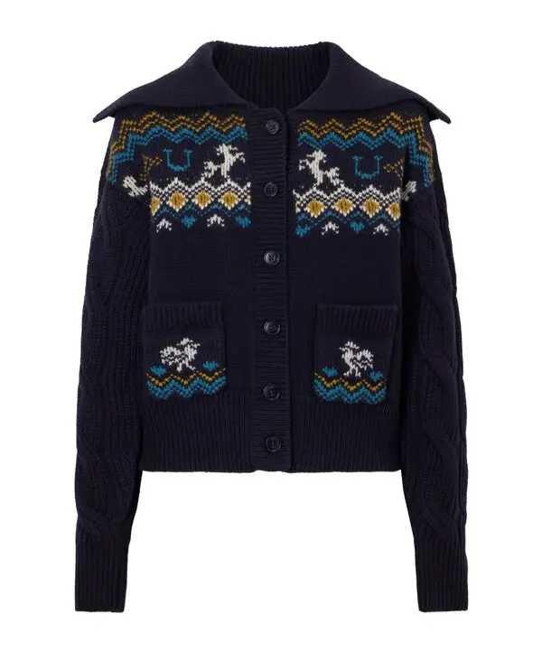 ALEMAIS Intarsia-knit Wool Cardigan