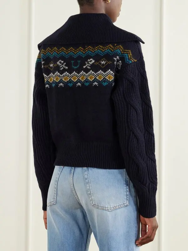 ALEMAIS Intarsia-knit Wool Cardigan