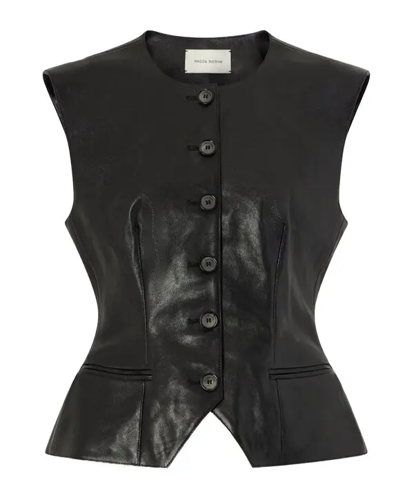 Magda Butrym Cropped Full-grain Leather Vest