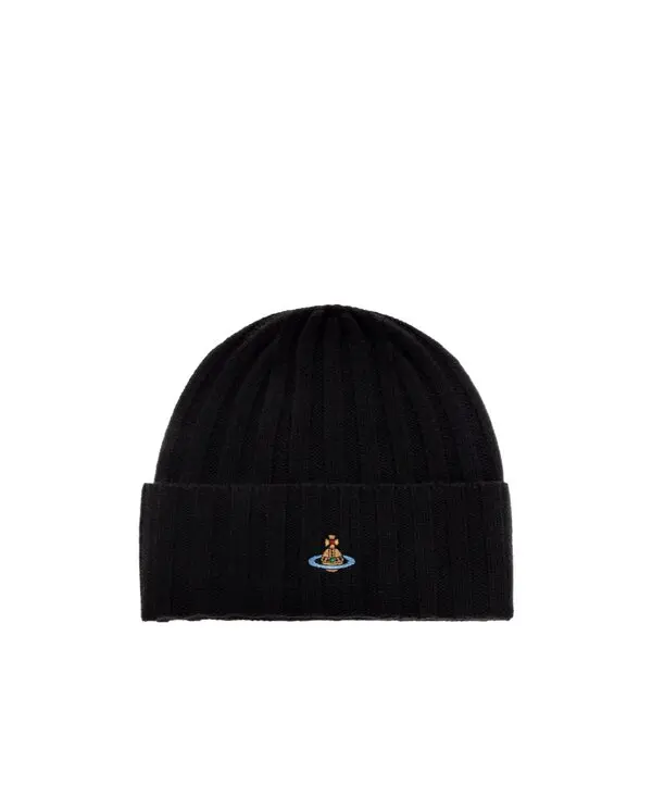 VIVIENNE WESTWOOD Ribbed Logo Beanie Hat