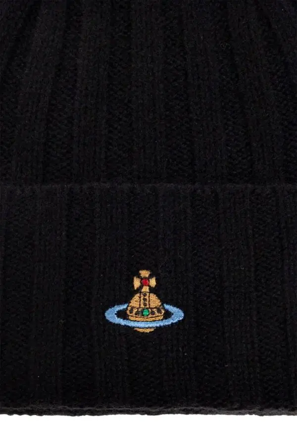 VIVIENNE WESTWOOD Ribbed Logo Beanie Hat