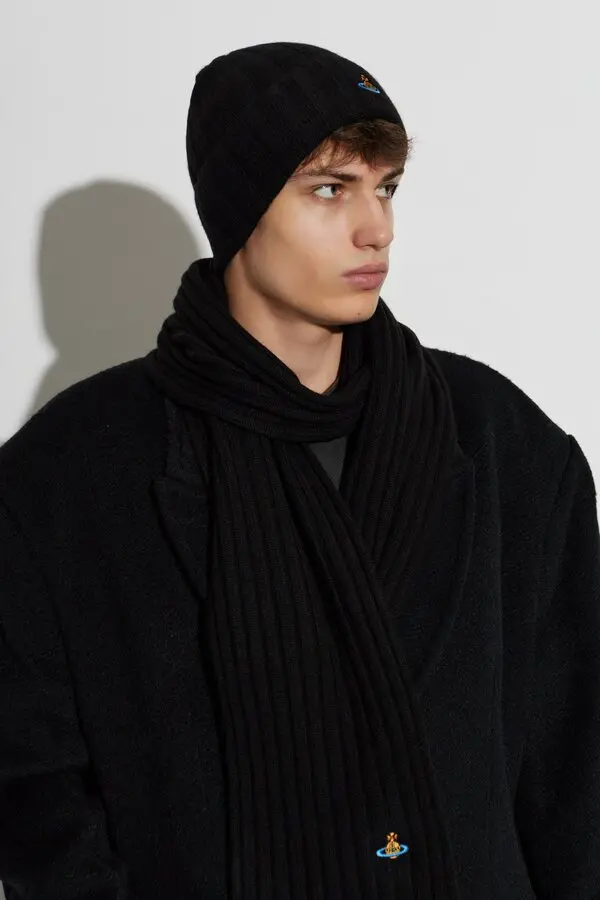 VIVIENNE WESTWOOD Ribbed Logo Beanie Hat