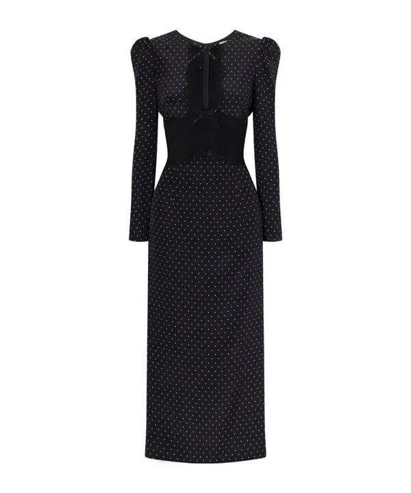 Alessandra Rich Polka-dot Silk Midi Dress