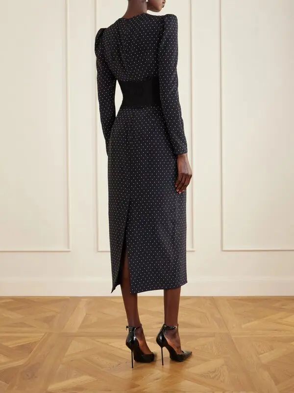 Alessandra Rich Polka-dot Silk Midi Dress