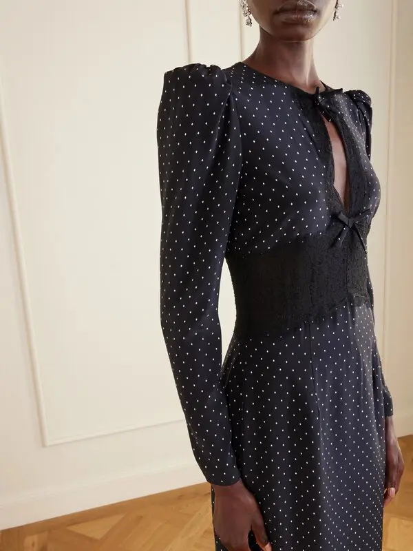 Alessandra Rich Polka-dot Silk Midi Dress