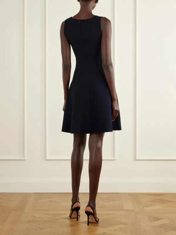 Oscar De La Renta Laser-cut Embroidered Knitted Mini Dress