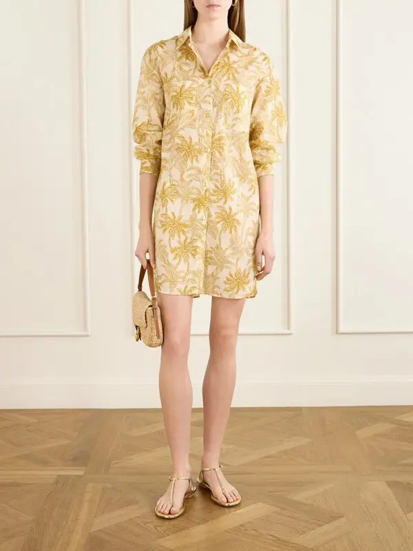 ERES Exotic Print Cotton Chiffon Shirt Dress