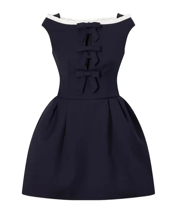 SHUSHU/TONG Bow Cut-out Sleeveless Wool Mini Dress