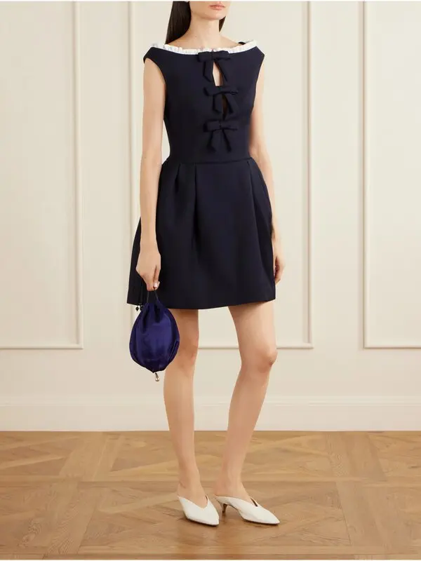 SHUSHU/TONG Bow Cut-out Sleeveless Wool Mini Dress