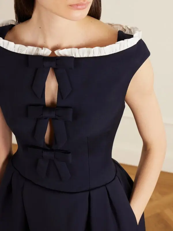 SHUSHU/TONG Bow Cut-out Sleeveless Wool Mini Dress