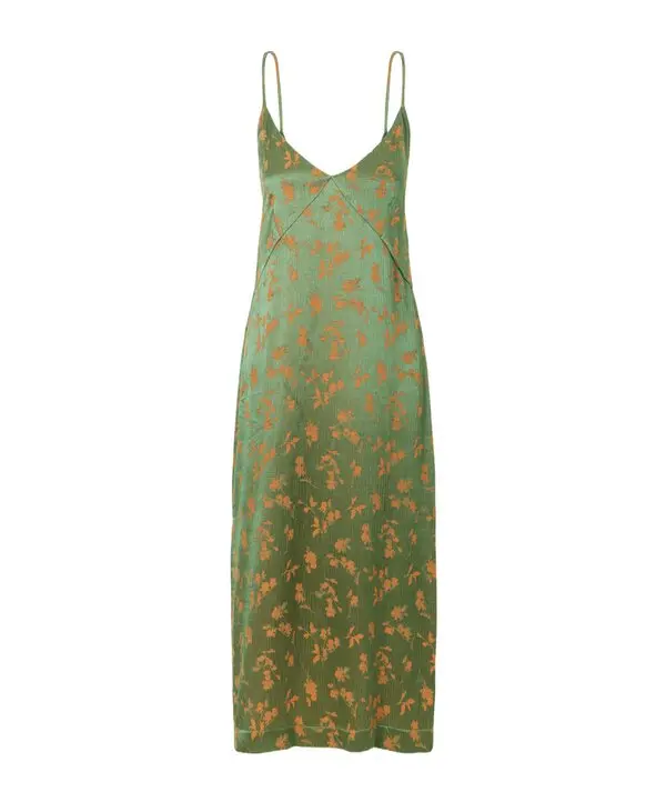 Dries Van Noten Floral-jacquard Satin Midi Dress