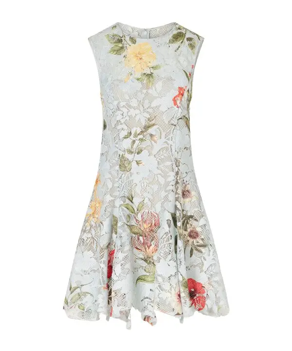 Oscar De La Renta Floral-print Lace Mini Dress