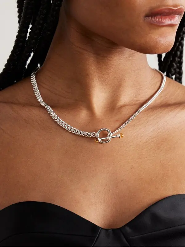 LOREN STEWART Scout Barbell Sterling Silver Citrine Necklace
