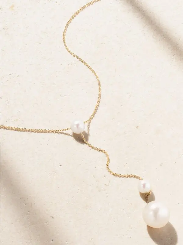 Sophie Bille Brahe Trois Moon 14-karat Recycled Gold Pearl Necklace