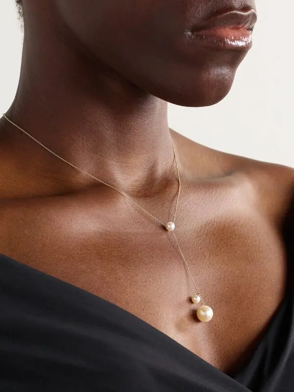 Sophie Bille Brahe Trois Moon 14-karat Recycled Gold Pearl Necklace