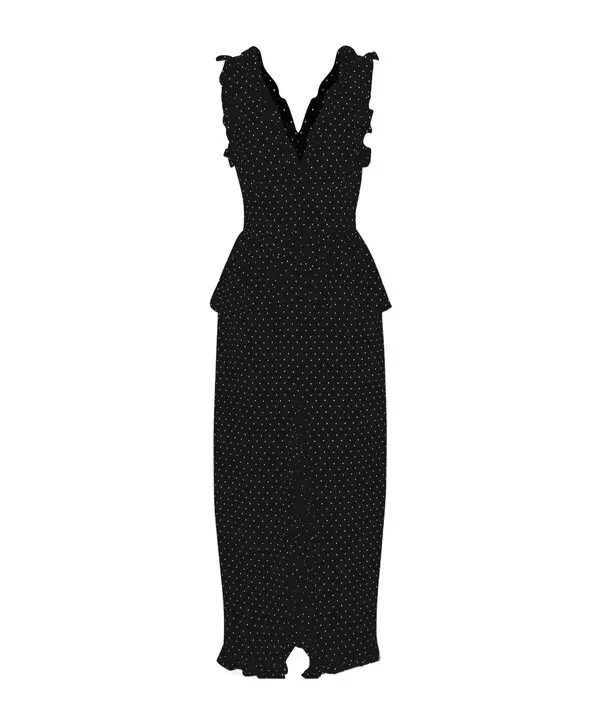 Alessandra Rich Polka-dot Silk Midi Dress