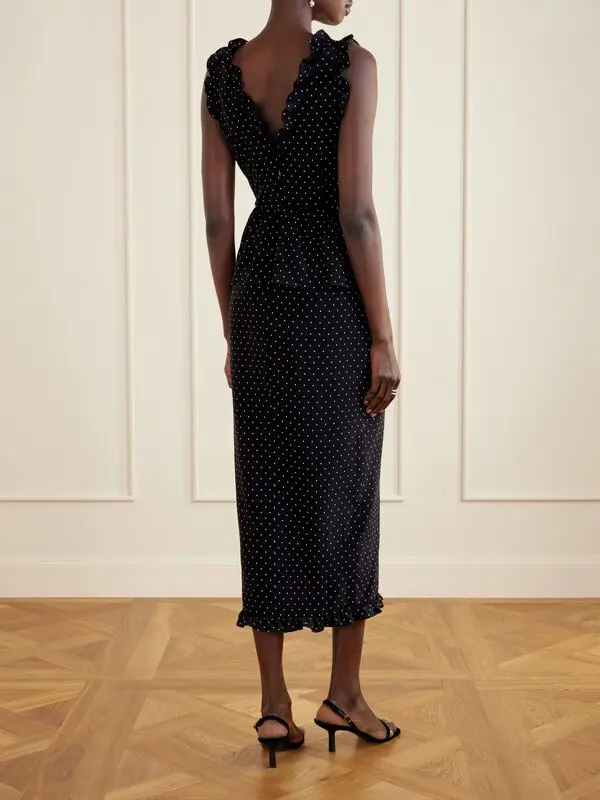Alessandra Rich Polka-dot Silk Midi Dress