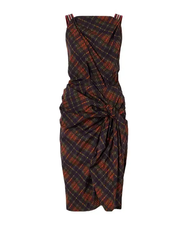 Dries Van Noten Draped Gingham Dress
