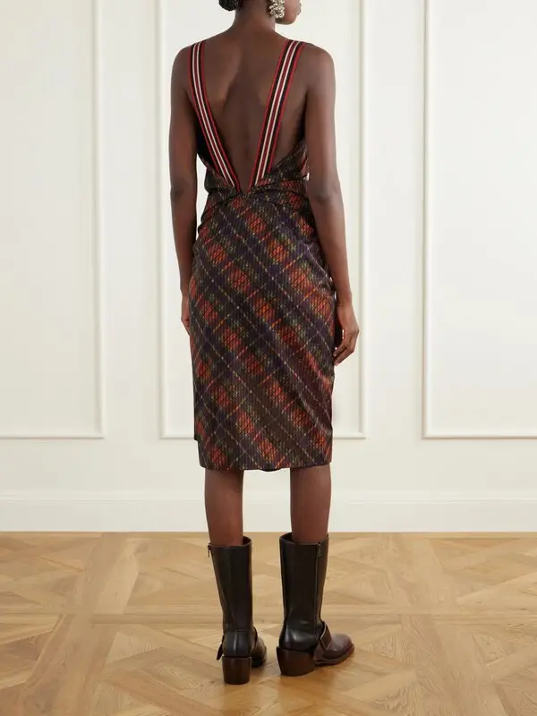 Dries Van Noten Draped Gingham Dress