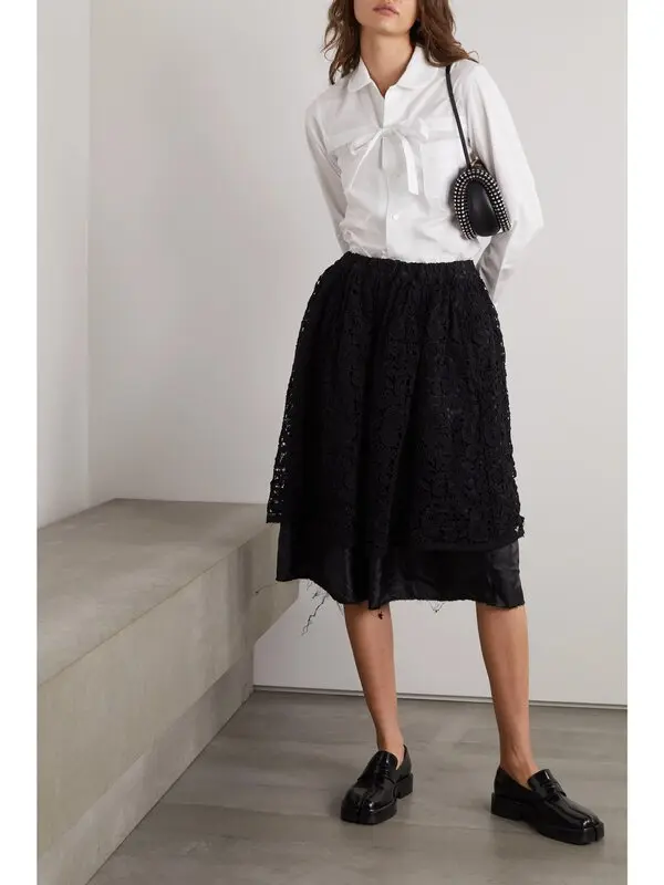 Comme Des Garçons Lace-detail Layered Midi Skirt