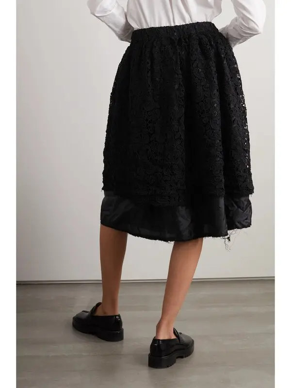 Comme Des Garçons Lace-detail Layered Midi Skirt
