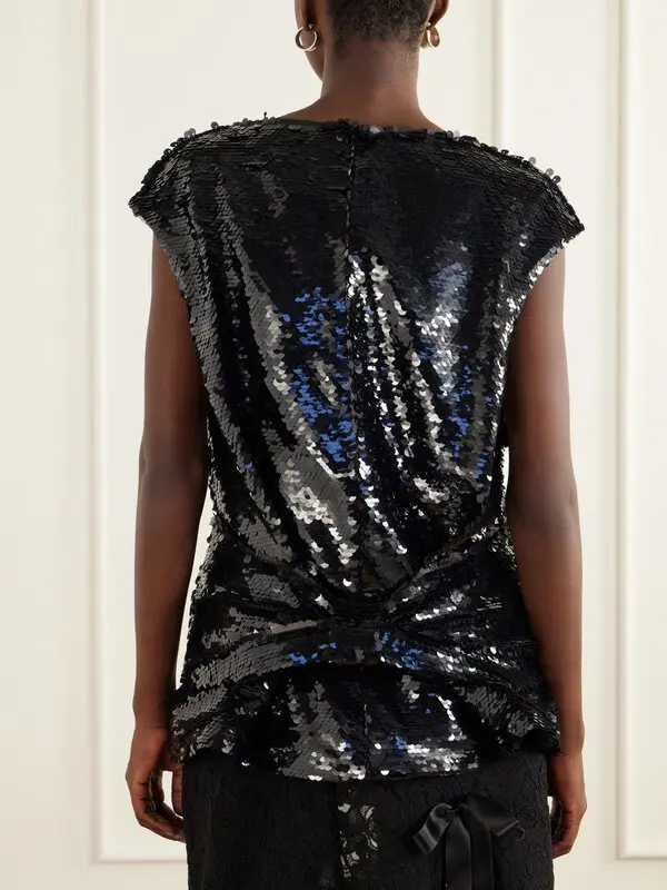 Simone Rocha Boxy Sequin-embellished Peplum Blouse