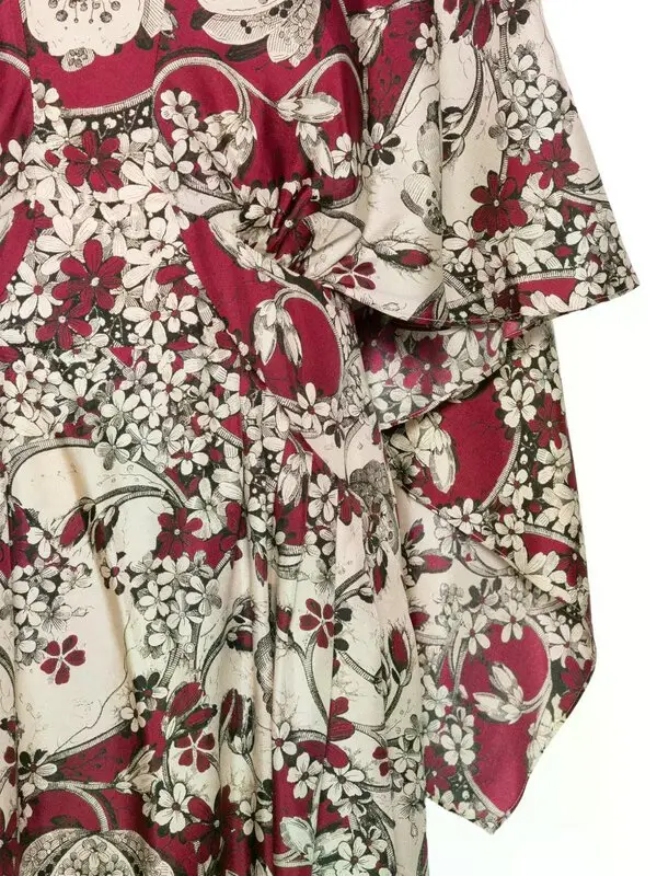 Antonio Marras Floral-print Cape-sleeve Dress