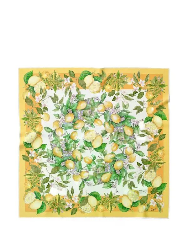 ELIZABETTA Limoni Fioriti Silk Scarf - Yellow
