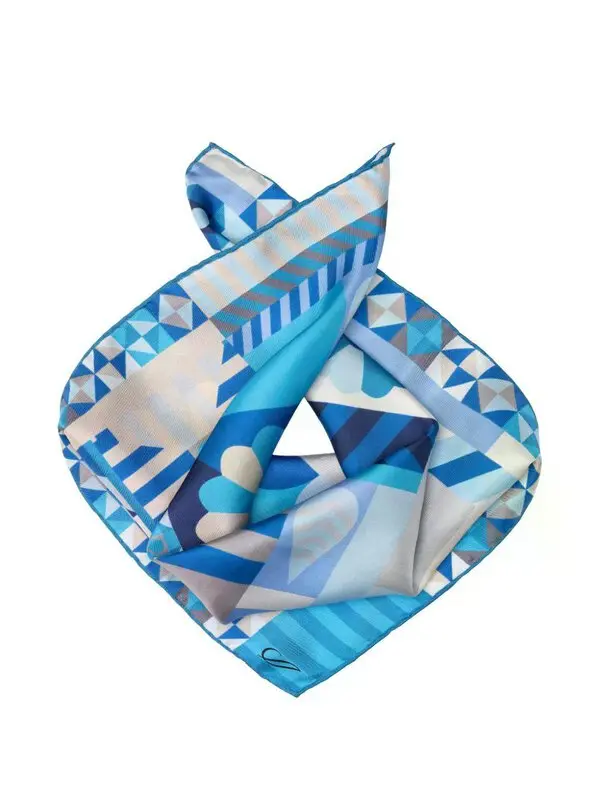 ELIZABETTA Giulietta Geometric-print Silk Scarf - Blue