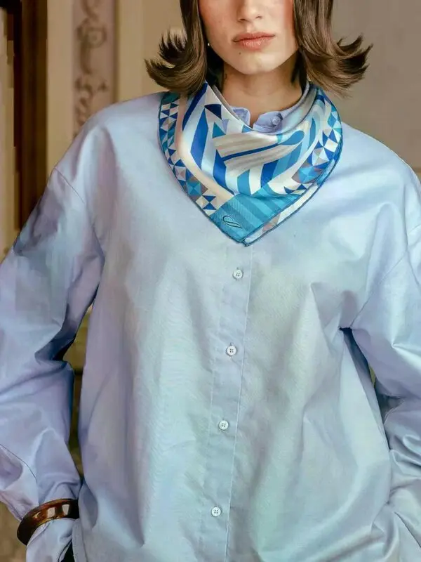 ELIZABETTA Giulietta Geometric-print Silk Scarf - Blue
