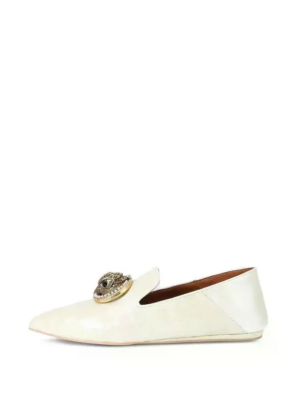 Kurt Geiger 225 Chelsea Crocodile-effect Pointed-toe Loafers - Neutrals