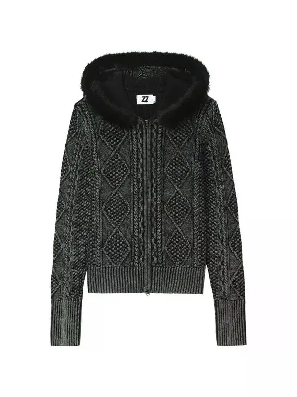 Izzue Cable-knit Hooded Cardigan