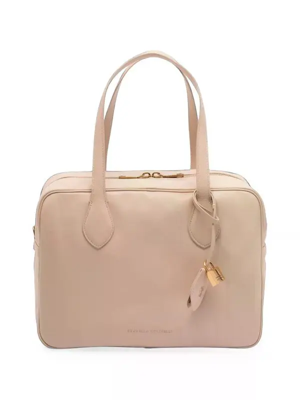 Brunello Cucinelli Logo-print Leather Tote Bag