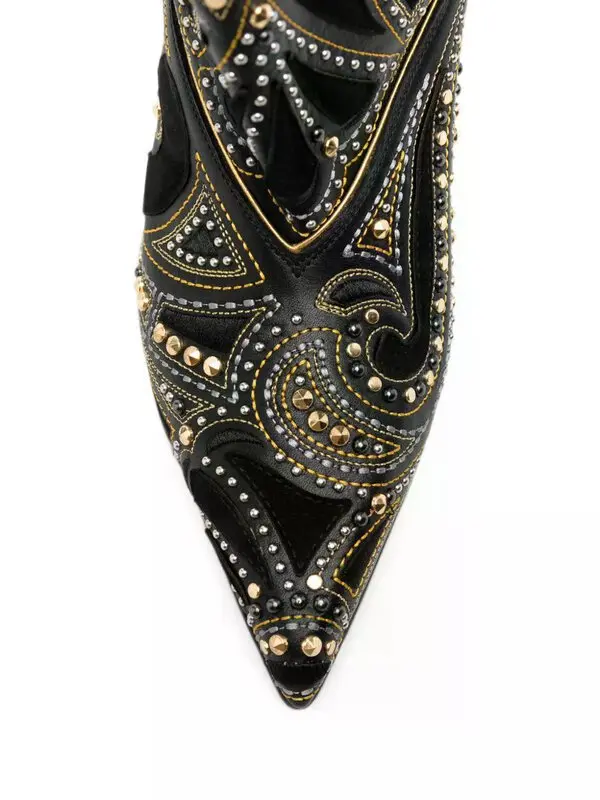 Versace Studded Leather Ankle Boots