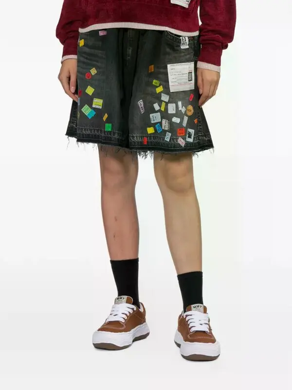 Mihara Yasuhiro Patch-detail Frayed-hem Shorts