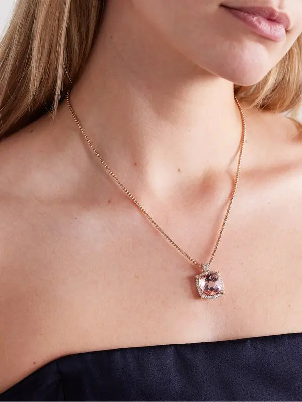 David Yurman Châtelaine 18-karat Rose Gold, Morganite And Diamond Necklace