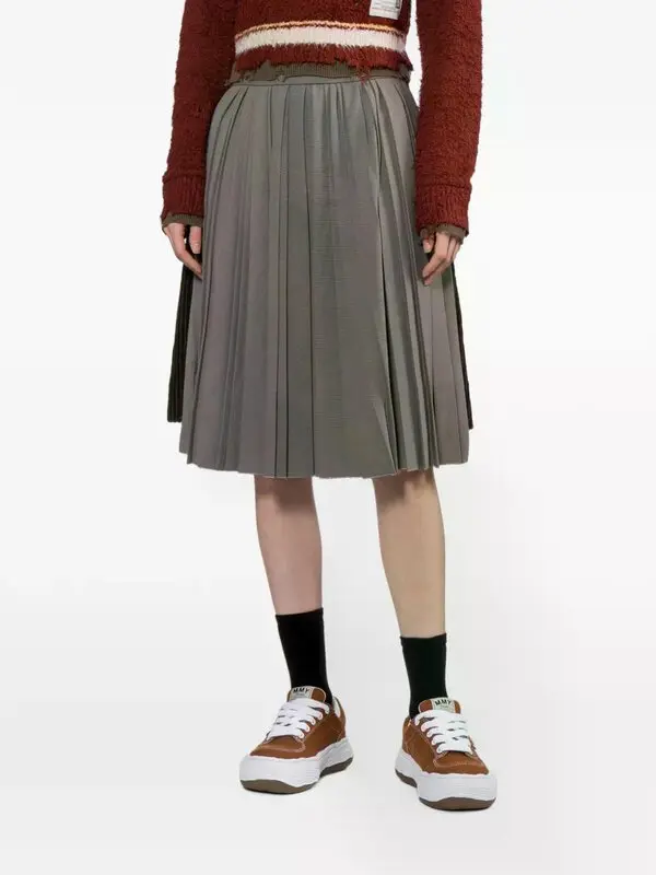 Mihara Yasuhiro Patchwork Pleated Skirt