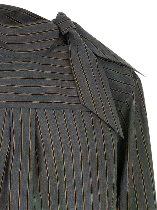 TELA Striped Tie-neck Blouse