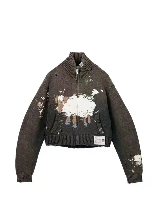 Mihara Yasuhiro Distressed Cable-knit Cardigan