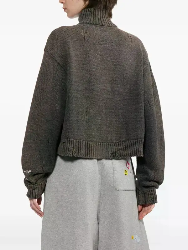Mihara Yasuhiro Distressed Cable-knit Cardigan