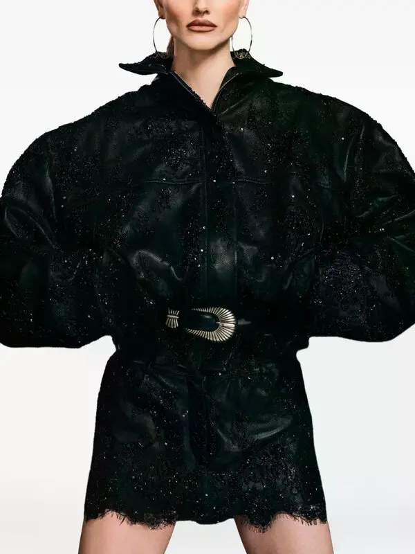 ALMAZ Night Out Sequin-embellished Floral-lace Jacket