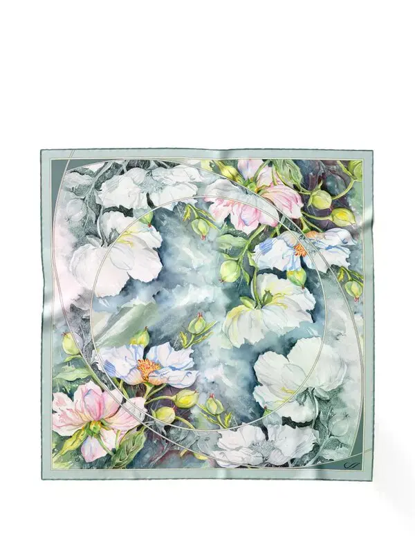 ELIZABETTA Odetta Floral-print Silk Scarf - Blue