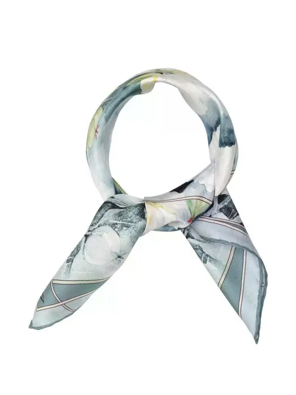 ELIZABETTA Odetta Floral-print Silk Scarf - Blue