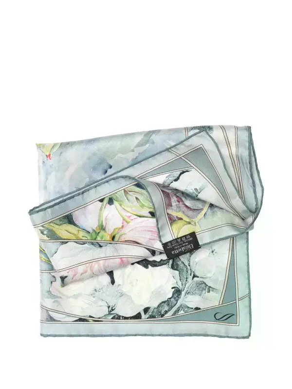 ELIZABETTA Odetta Floral-print Silk Scarf - Blue