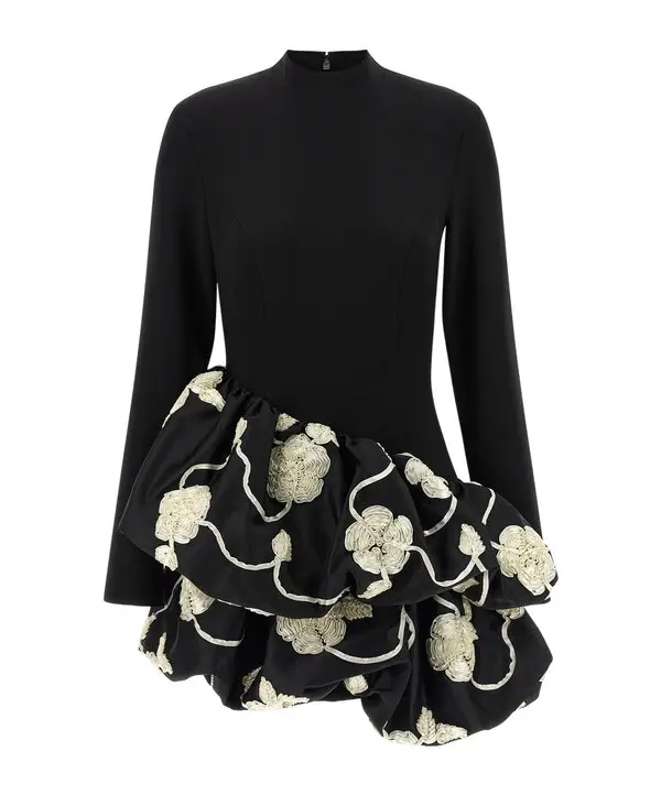 ROTATE BY BIRGER CHRISTENSEN 3d Flower Bubble Dress - Black