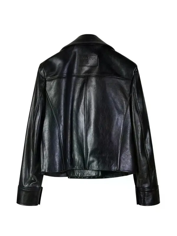 Patrizia Pepe Oversized Leather Biker Jacket